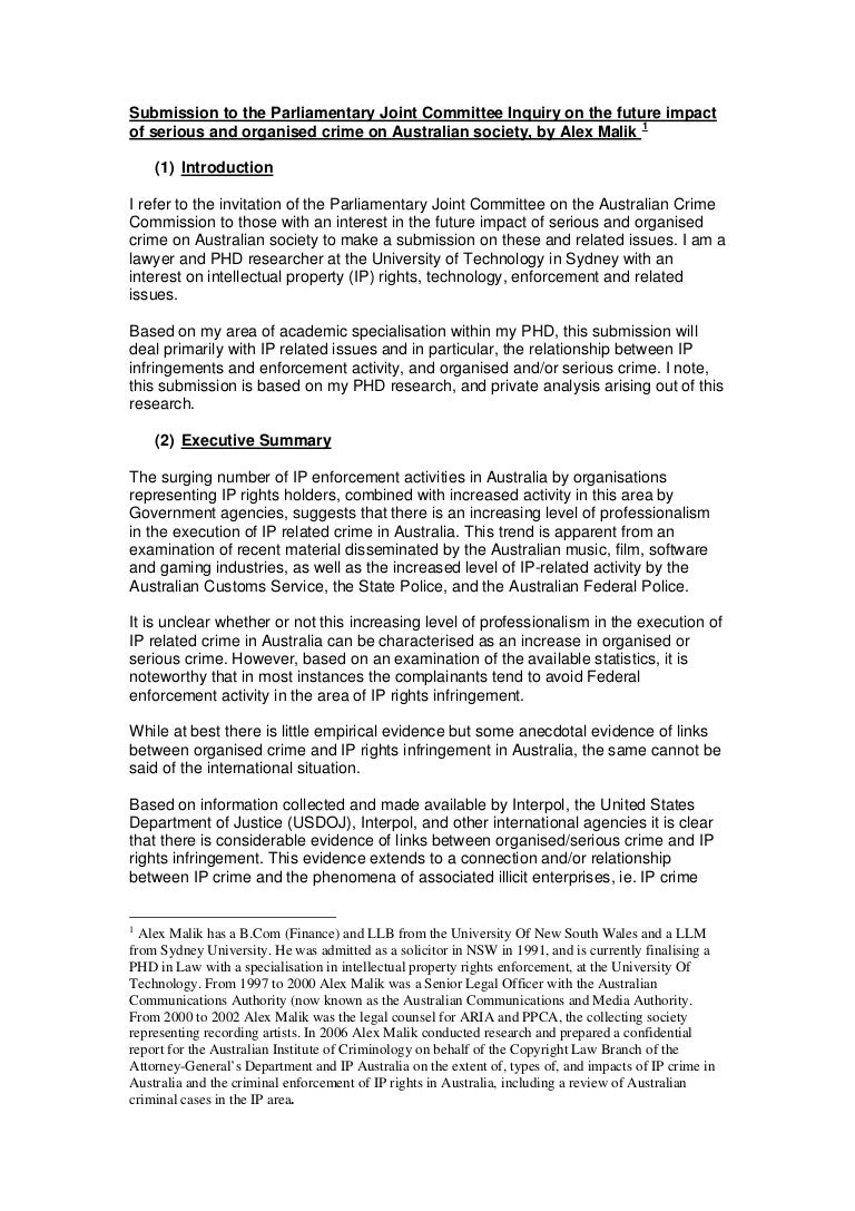 Submission to the parliamentary joint committee inquiry on the future…