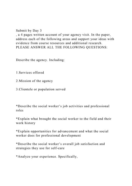 Post your Agency Presentation to the Discussion thread following the ...