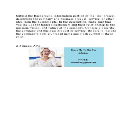 Submit the Background Information portion of the final project, desc.docx