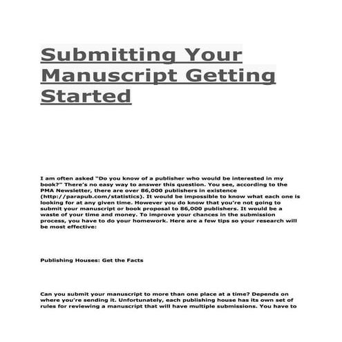 Submitting your manuscript getting started | PDF | Freelance Writing ...