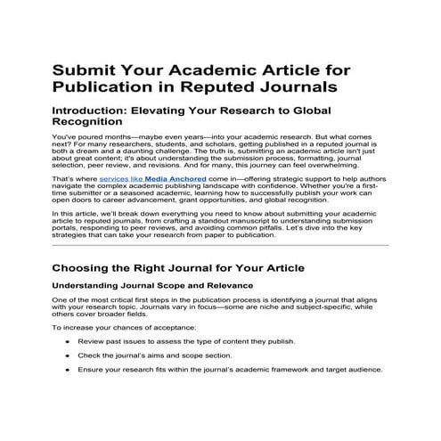 Submit Your Academic Article for Publication in Reputed Journals.docx