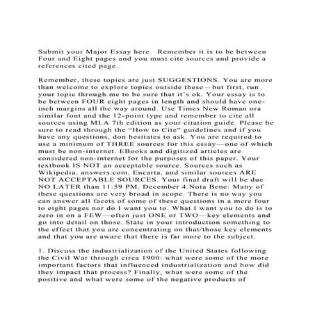 Submit your Major Essay here. Remember it is to be between Four.docx