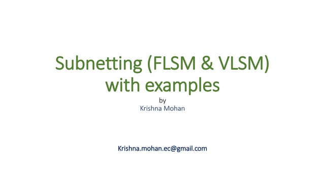 Subnetting Flsm And Vlsm With Examples Pptx Computer Networking Computing