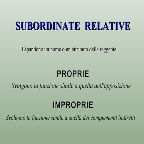 Le Subordinate relative | PPT