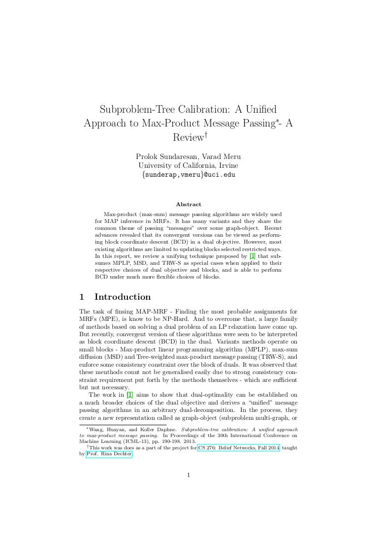 Subproblem-Tree Calibration: A Unified Approach to Max-Product Messag…