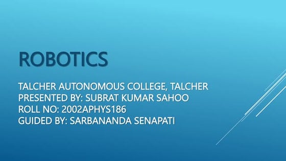 Introduction To Robotics The Role Of Computer Science Pptx Robotics Technology And Computing