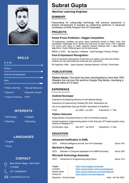 Resume Arshnoor | PDF