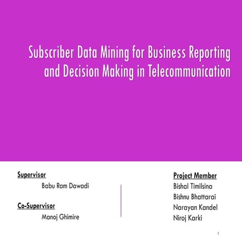 Subscriber Data Mining in Telecommunication | PPT