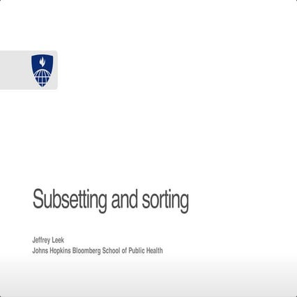 Subsetting andsorting | PDF