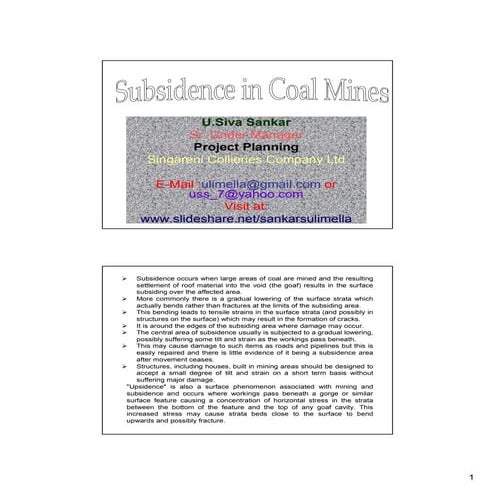 Design of Bord and Pillar method in coal mines | PPTX
