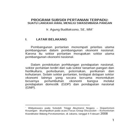 Subsidi Pertanian Terpadu | PDF