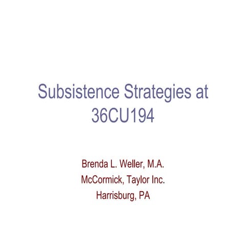 Subsistence Strategies at 38CU194 | PPT