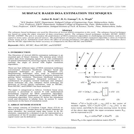 Subspace Based Doa Estimation Techniques Pdf