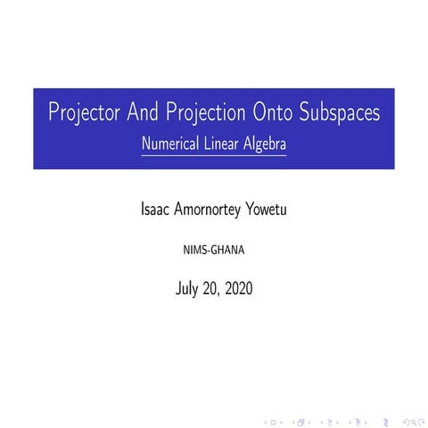 Projectors and Projection Onto Subspaces | PDF