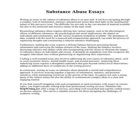 Essay On Substance Abuse. Health Career College | PDF