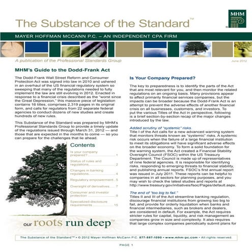 MHM's Guide to the Dodd-Frank Act | PDF