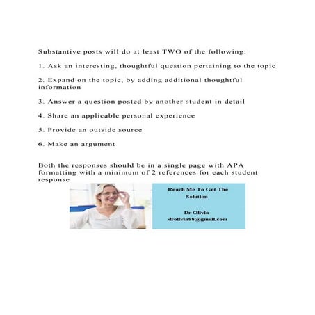 Substantive posts will do at least TWO of the following1. A.docx
