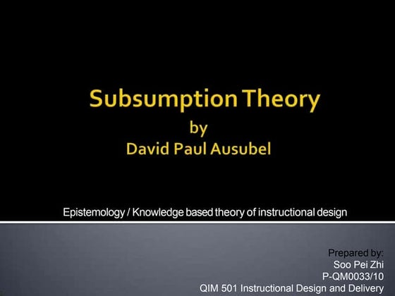 Ausubel's Subsumption Theory | PPT | Education