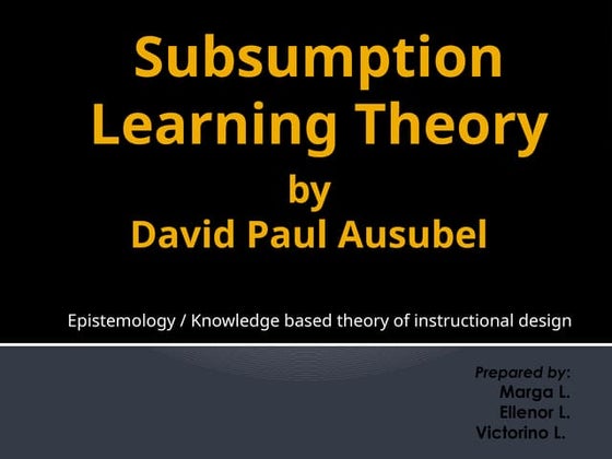 Ausubel's Subsumption Theory | PPT | Education