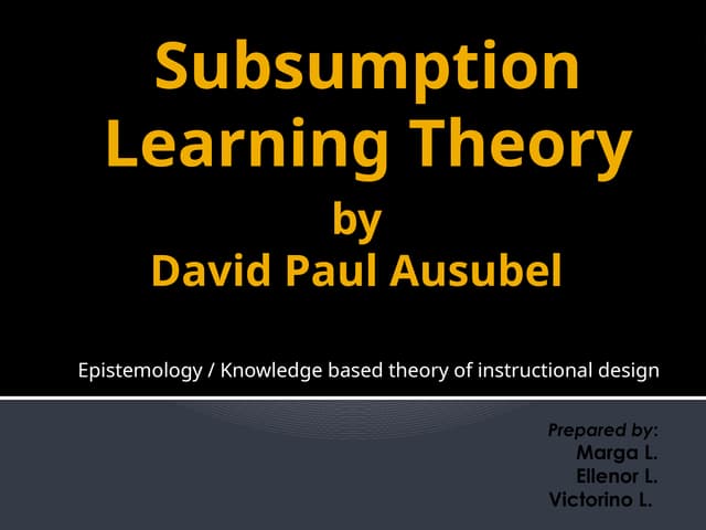 Ausubel's Subsumption Theory | PPT