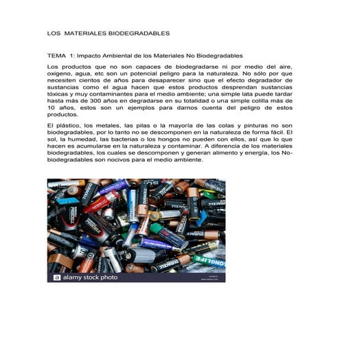 Impacto Ambiental de los Materiales No Biodegradables | PDF