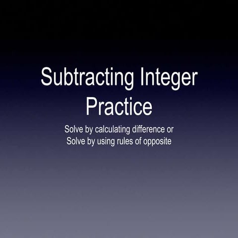 Subtract integer practice | PPT