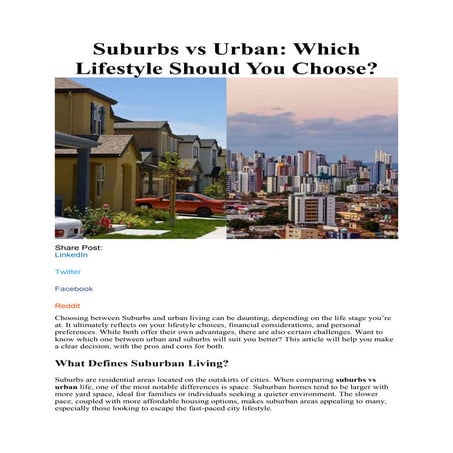 Suburbs vs Urban: Which Lifestyle Should You Choose? | Enterprise Wired ...