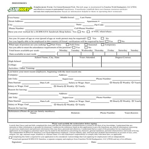 Subway app | PDF | Resume Writing and Advice | Job Search