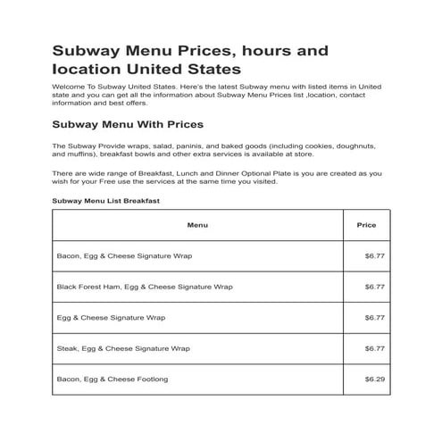 Subway Menu PDF.pdf | National & Civic Holidays | Holidays