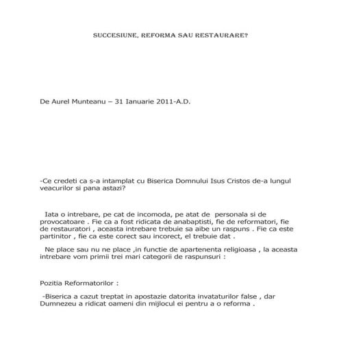 Succesiune, reforma sau restaurare | DOCX