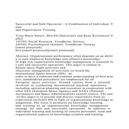 Successful and Safe Operation ‐ A Combination of Individual, T.docx