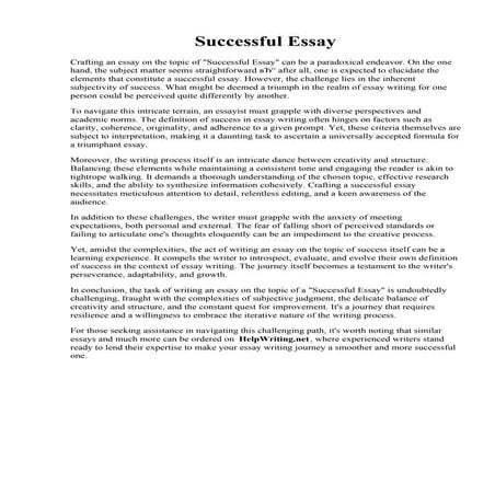 Successful Essay. Essay on good education is the only path to success ...