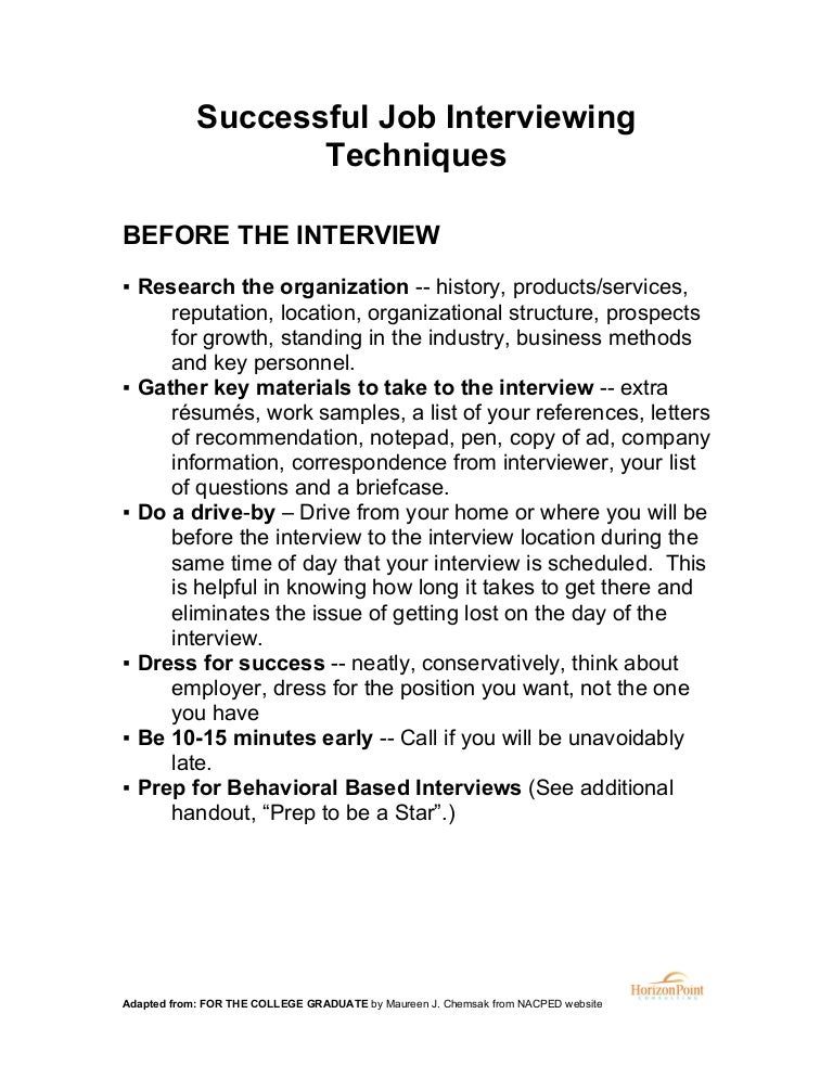Successful job interviewing techniques