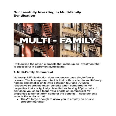 Multi Family Syndication pitch deck template by viktor ilijev the ...