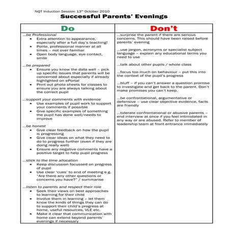 Successful Parents' Evenings | DOC