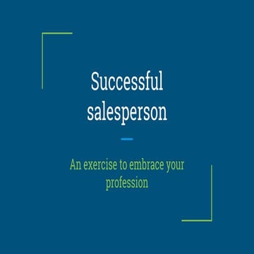 Successful salesperson: a game to motivate | PDF