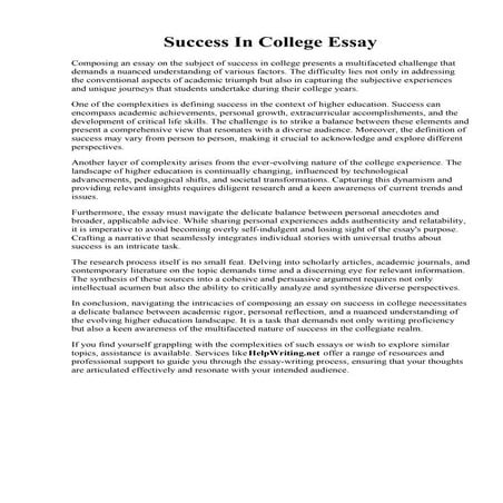 Success In College Essay. Successful college essay. What does it take ...