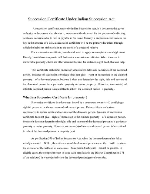 Estate & Succession planning in India: Will and other Instruments | PPT