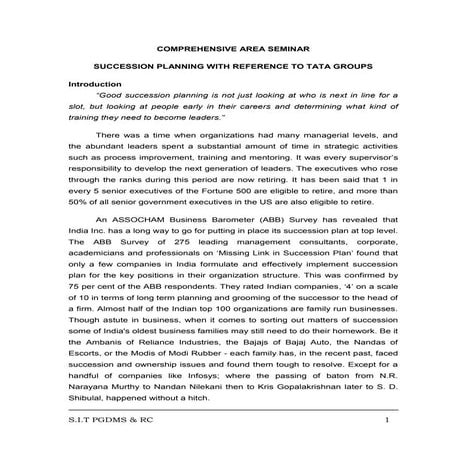Succession planning with reference to TATA Groups | PDF