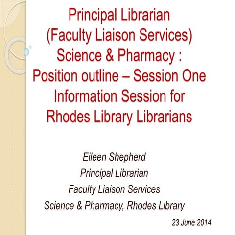 Succession planning : Principal Faculty Librarian : Rhodes University ...