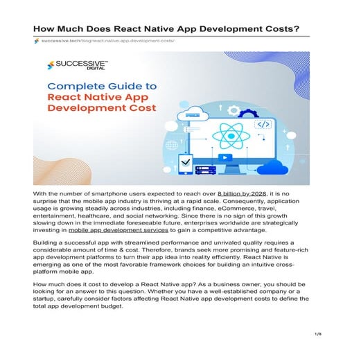 How Much Does React Native App Development Costs Pdf