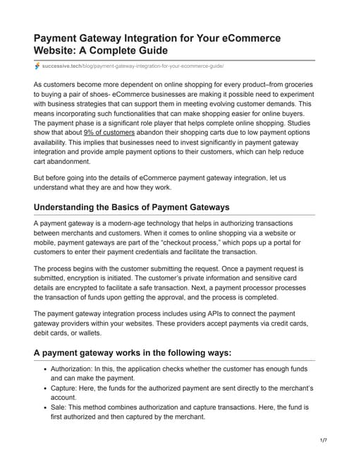Payment Gateway Integration For Your Ecommerce Website A Complete