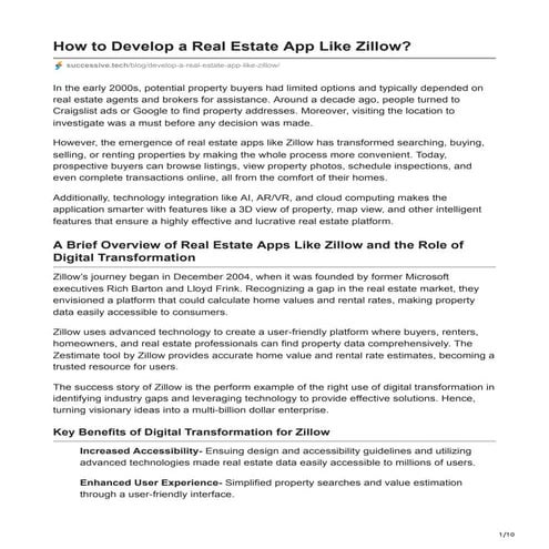 How to Develop a Real Estate App Like Zillow? | PDF