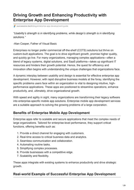 Know about Types of Enterprise Application Development | PDF