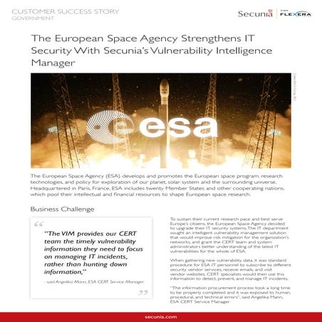 The European Space Agency Strengthens IT Security With Secunia's ...
