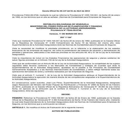 Sudeaseg providencia fsaa_08_0746_normas_contabilidad_empresas_seguros ...