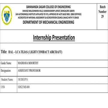 Sudeep internship on HAL aurospace PPT.pptx