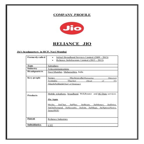 report on jio | DOCX