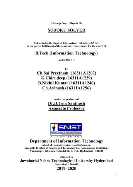 final presentation of sudoku solver project | PPTX | Programming Languages | Computing