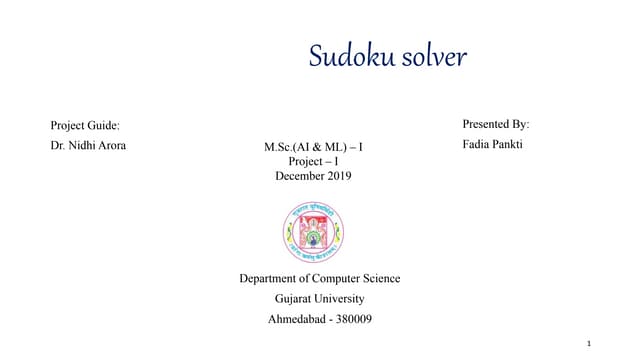 Sudoku solver ppt | PPTX